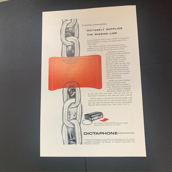 Accents | Vintage 1956 Dictaphone Dictabelt Supplies Ad Advertisement ...